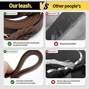 SFTORMAS Leather Dog Leash 6ftx3/4inch,Braided Leather Leash for Dogs,Soft Leather Training Dog Leash,Strong Leather Leash for Small Medium Large Breed Dogs,Brown