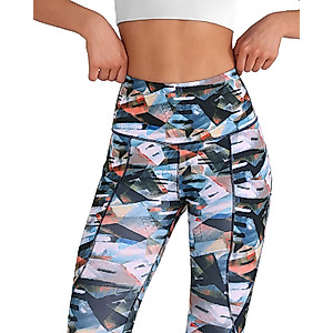 ODODOS Women's High Waisted Pattern Yoga Capri Leggings with Pockets, Tummy Control Non See Through Sports Athletic Workout Running Capris, FineArt, Large