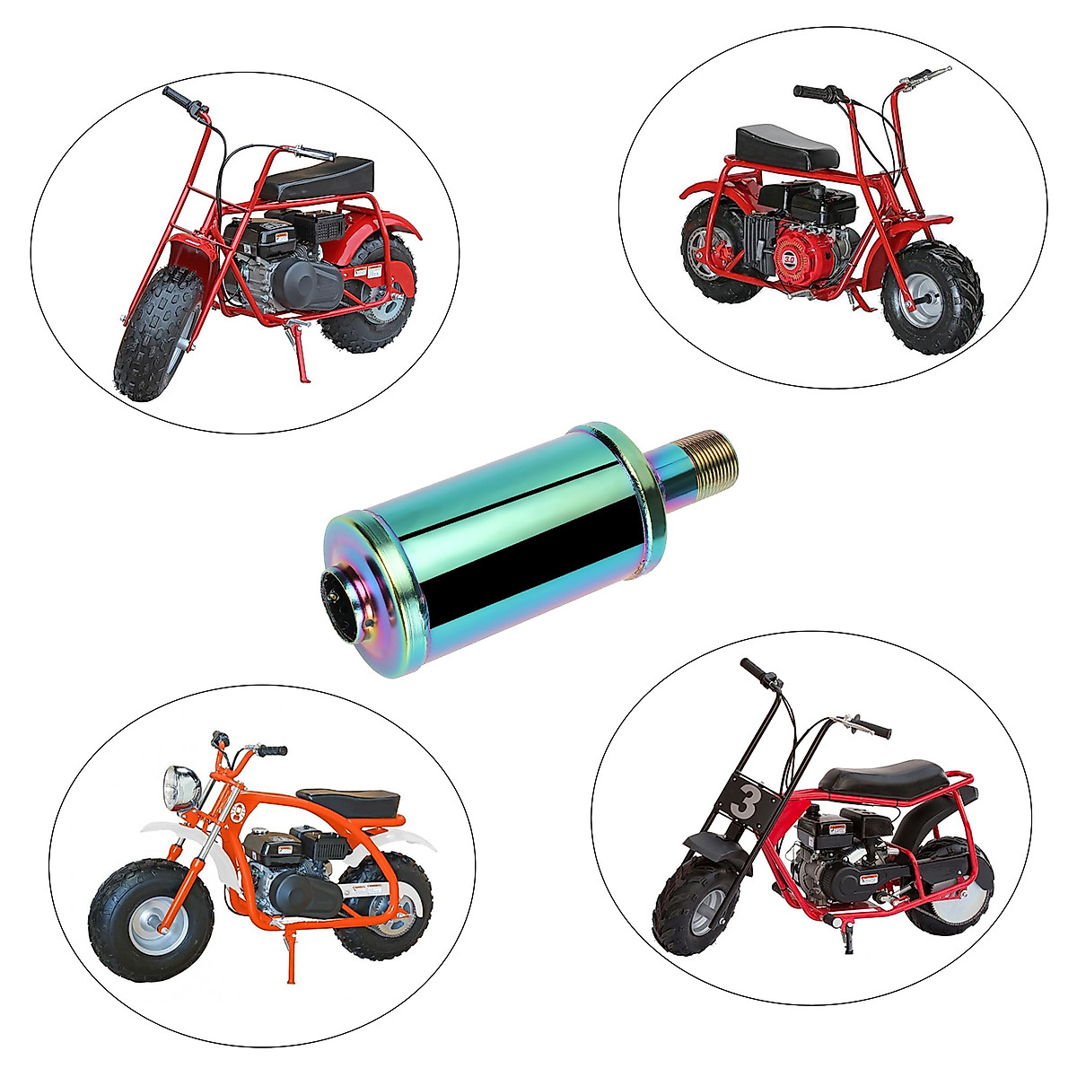GREHUA Upgrade Exhaust Muffler Silencer for Non Hemi Predator 212cc 196cc GX160 420cc GX390 CT200U BT200X KT196 Baja Massimo MB200 98cc CT100U CC100X Mini Bike Go Kart Parts with Heat Shield Wrap Roll