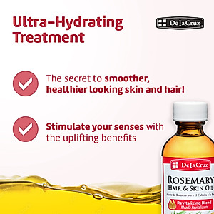 De La Cruz Rosemary Oil Blend Moisturizer with Castor, Avocado and Olive Oil - Topical Use Only 2 FL. OZ. (59 mL)