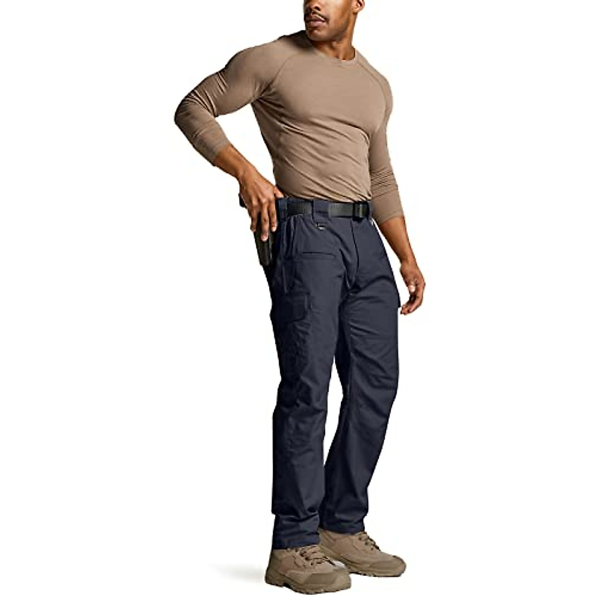 CQR Men's Tactical Pants, Water Resistant Ripstop Cargo Pants, Lightweight EDC Work Hiking Pants, Outdoor Apparel, Duratex Police Navy, 28W x 30L