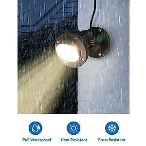 SUNVIE 20W Spot Lights Outdoor with Photocell Sensor, Dusk to Dawn LED Landscape Spotlights, Waterproof 120V 2000LM 3000K Landscape Lighting for Yard Flag Tree Garden 6 FT US 3-Plug in Cord, 2 Pack