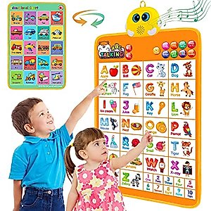 Interactive Alphabet Wall Chart for Kids, Talking ABC Electronic Alphabet Poster Toy for Toddlers Age 2-4, Kids Learning Preschool Educational Toys Birthday Gifts for 1 2 3 4 5 Year Old Boys Girls