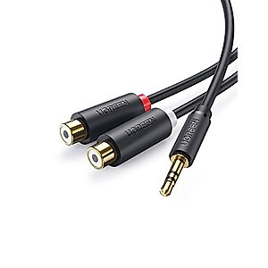 UGREEN 3.5mm Male to 2 RCA Female Jack Stereo Audio Cable Y Adapter Gold Plated Red and White to Headphone Cord Compatible with iPhone iPod iPad MP3 TV DVD Player DJ Controller Mixer Speaker, 0.8 Feet