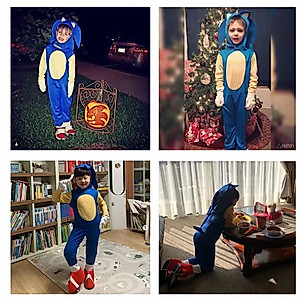 nezababy Boy's Girl's Jumpsuit Rompers with Headpiece Gloves Overall Cosplay Bodysuit Outfits Costume Props, Blue