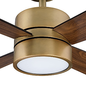 Ceiling Fans with Lights and Remote, 52 Inch Gold Ceiling Fan for Bedroom Living Room, Farmhouse Chandelier Outdoor Ceiling Fan with Light, Reversible 4 Blades, Ventilador de Techo con Luz