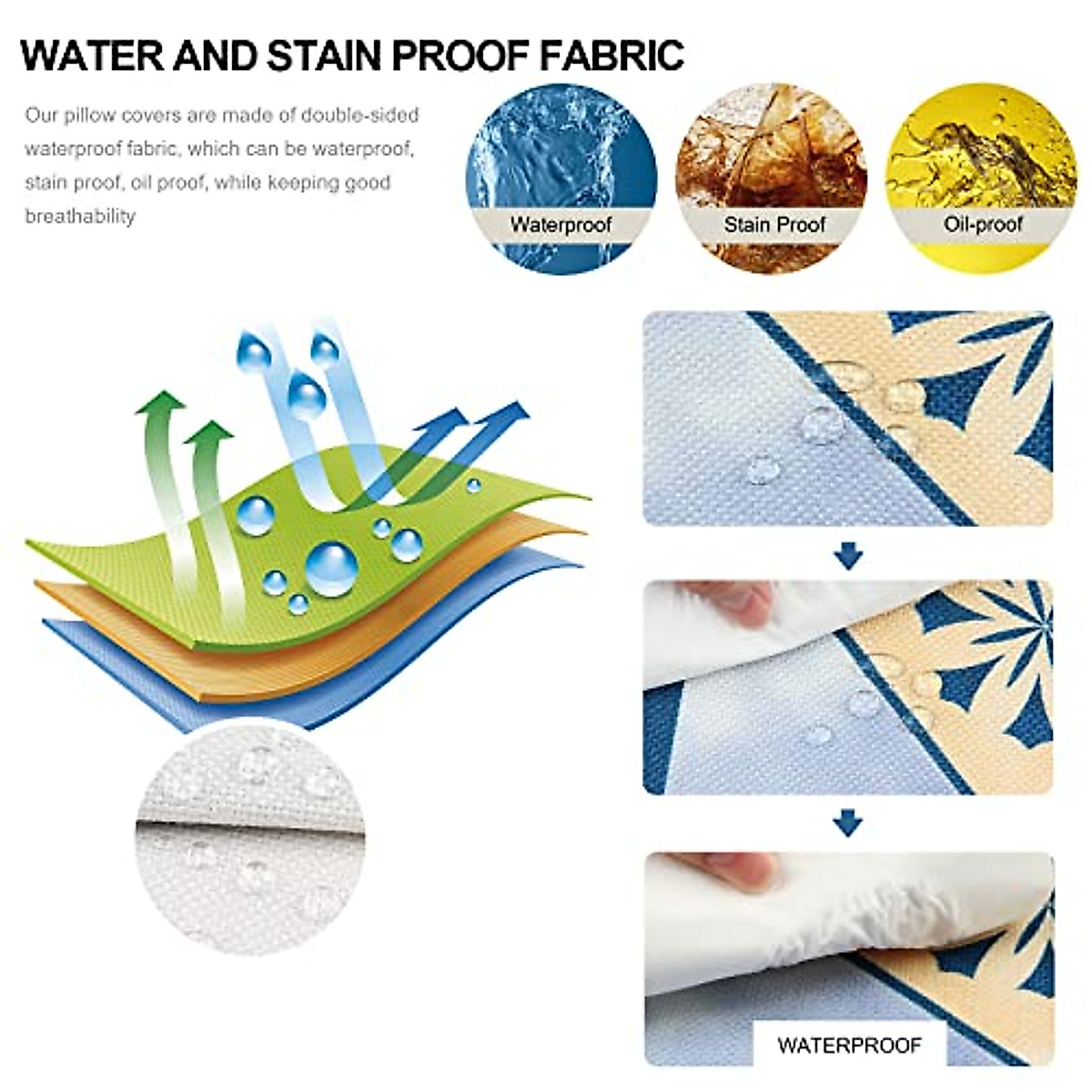 Basic Model Outdoor Waterproof Throw Pillow Covers 18x18 Inch Set of 4, Decorative Floral Cushion Covers for Couch Garden Patio Furniture