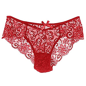 Underwear Women Sexy Panties for Women Naughty for Sex/Play Low Waist Cotton High Cut T-Back Thong Breathable See Through Plus Size Underwear Sexy Underwear for Women Red