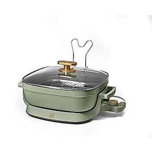 5-in-1 Electric Expandable Skillet, Sage Green by Drew Barrymore, Up to 7 QT