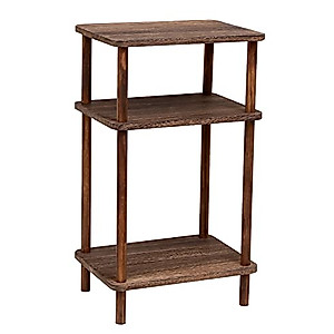 Kosmeey Set of 1 End Tables, Wooden 3-Tier Narrow Side Table, Rustic Brown Nightstand Sofa Side Table Used for Small Spaces, Living Room, Bedroom (Rustic Brown)