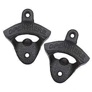 Lofekea Wall Mount Bottle Opener, 2 PACK Vintage Style Cast Iron Beer Bottle Opener Wall Mounted
