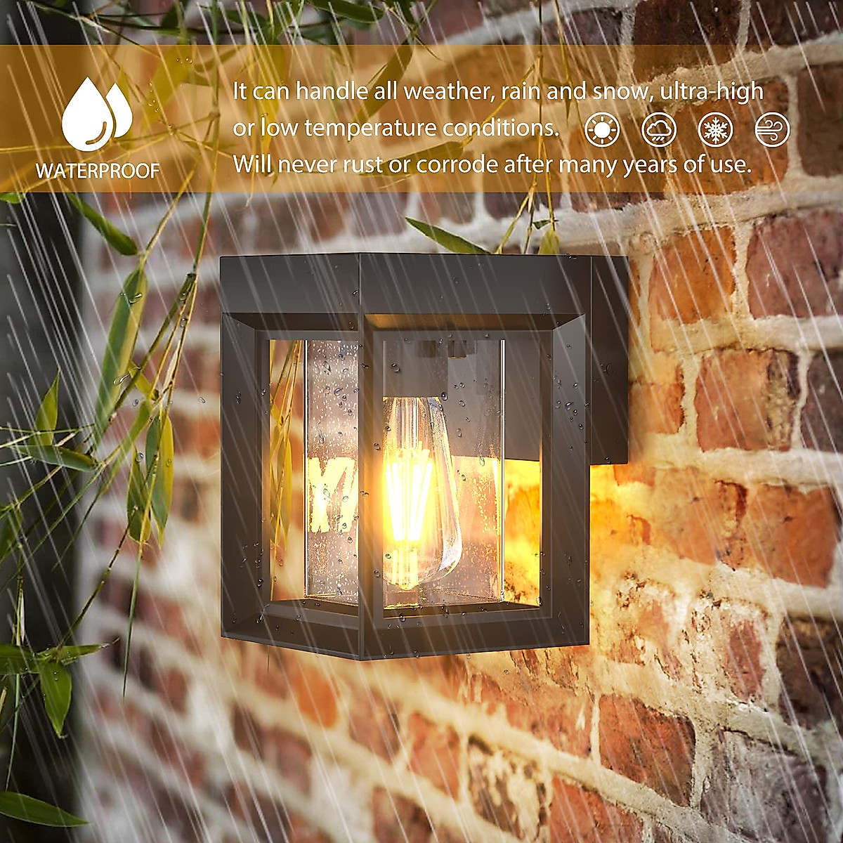 LityMax Carriage Traditional Outdoor Wall Light Fixture LED Bronze Black Clear Bubble Seedy Glass Exterior Wall Lanterns House Porch Patio Outside Deck Garage Front Door Garden Home, Bulb Included