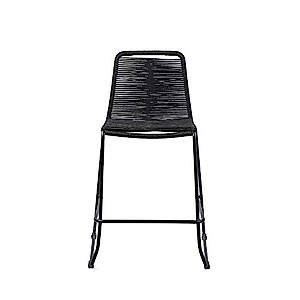 Armen Living Shasta 26" Outdoor Metal and Black Rope Stackable Counter Stool - Set of 2