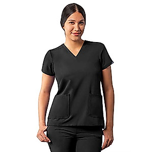 Adar Addition Scrubs for Women - Modern V-Neck Scrub Top - A6008 - Black - M