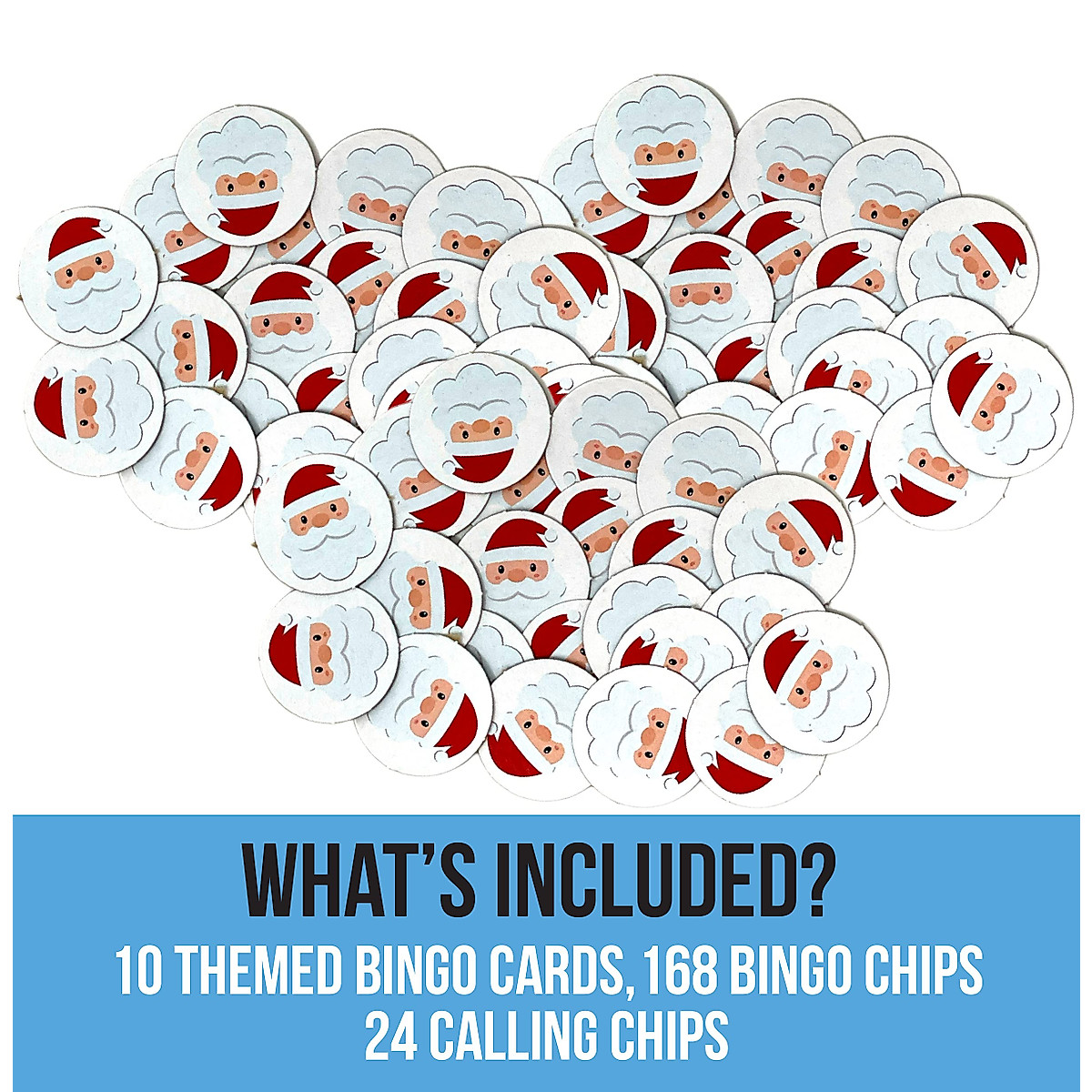 Regal Games - Holiday Bingo Set - Family Size Game Kit - Includes 10 Bingo Cards, 168 Bingo Marking Chips, 24 Calling Chips - 8” x 7” Cardstock