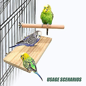 4 PCS Bird Perch Stand Platform Toy, Natural Wood Parrot Perch Stand Stick Play Exercise Gym Bird Cage Accessories Toys for Parrot, Budgies, Parakeet, Cockatiels, Conure, Lovebirds (Style 1)
