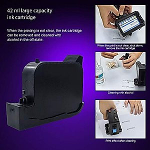 TOAUTO Original Portable Ink Cartridge Quick-Dry Replacement 42ml Ink Cartridge for Handheld Inkjet Printer Coding Machine（Black）