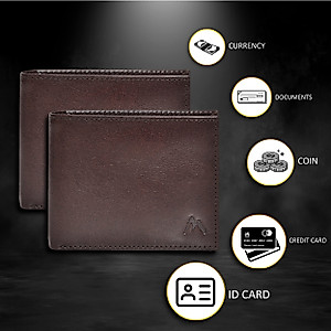 NeoMonte Genuine Leather Minimalist Wallet with RFID protection 9 Credit Card and 2 ID Slots, Sleek Bifold Wallet for Men