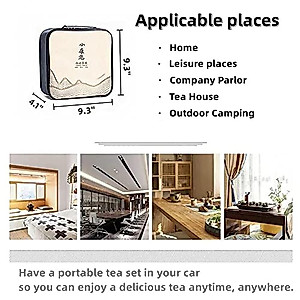 WOLIGECA Porcelain Chinese/Japanese Kung Fu Tea Set, Portable Teapot Set with 360 Degree Rotating Teapot and Tea Strainer,All in One Gift Bag for Travel,Office,Home and Outdoor