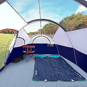 CAMPROS Tent-8-Person-Camping-Tents, Waterproof Windproof Family Tent, 5 Large Mesh Windows, Double Layer, Divided Curtain for Separated Room, Portable with Carry Bag - Blue