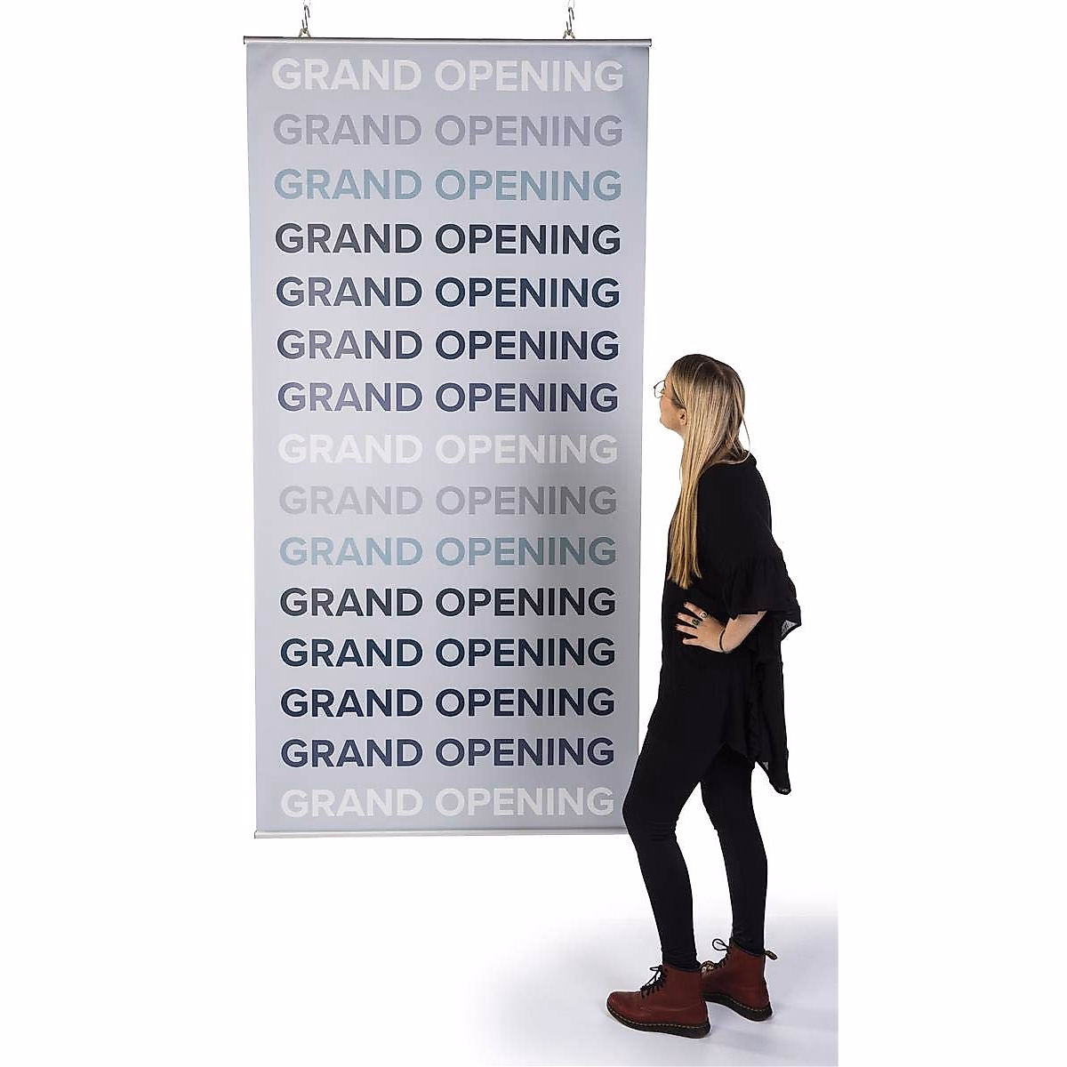 Displays2go 48 Inch Banner Hanger Rails with Hinged Snap-Open Design – Silver (ABR48)