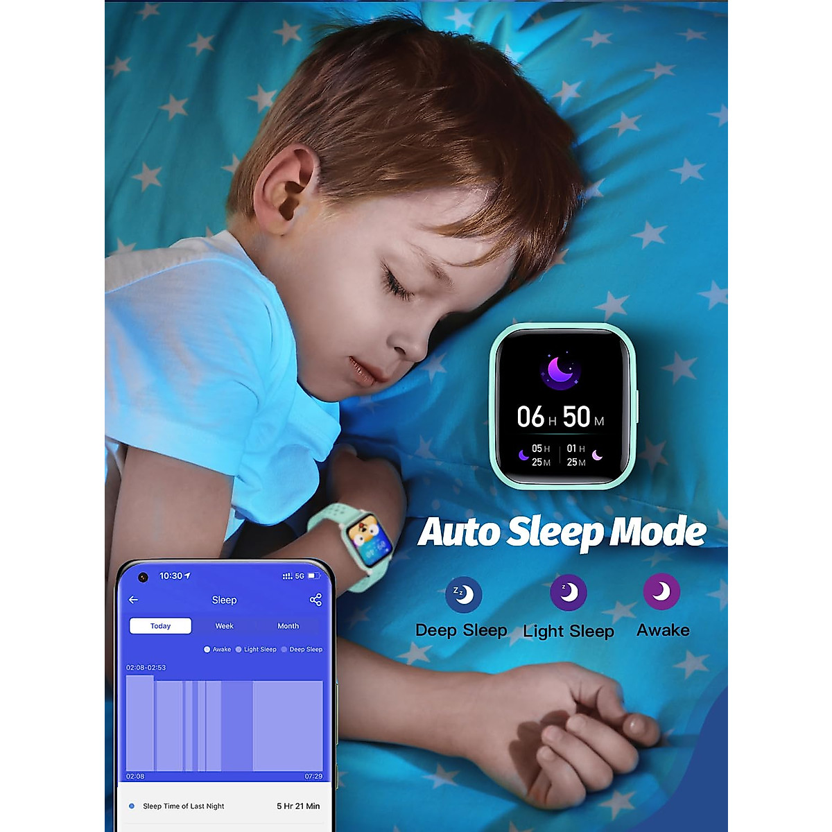 Butele Kids Smart Watch Girls Boys, Smart Watch for Kids Game Smart Watch Gifts for 4-16 Years Old with Sleep Mode 20 Sports Modes 5 Games Pedometer Birthday Gift for Boys Girls (A-Green)