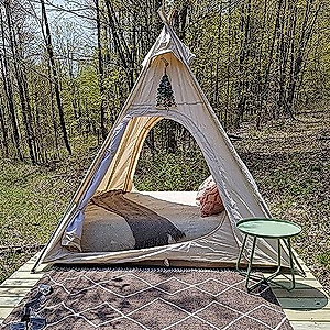Dream House Three-Season Cotton Canvas Camping Pyramid Tent for 2~3 Person