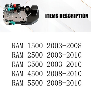 Unikpas Door Lock Actuator Motor Rear Left Driver Side Compatible for Dodge Ram 1500 2500 3500 4000 4500 5500 Replace Power Door Latch Assembly 931-644 55276795AB
