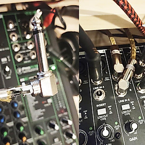 Douzime 10Pcs 1/4 inch Audio Plugs TS Mono Male Solder Type 6.35 mm Stereo 90 Degree Right Angle Plug for Speaker Guitar Microphone Cable Snakes Soldering Connector