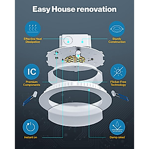 Sunco Lighting 12 Pack 6 Inch Ultra Thin LED Recessed Ceiling Lights Slim, 5000K Daylight, 14W, Damp Rated, Dimmable Canless Integrated Junction Box, ETL Energy Star
