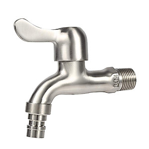 ViaGasaFamido Garden Tap 304 Stainless Steel Outside Wall Mounted Water Faucet Adapter for Laundry Bathroom Washing Machine Mop Pool Tub,Single Handle Cold(#1)