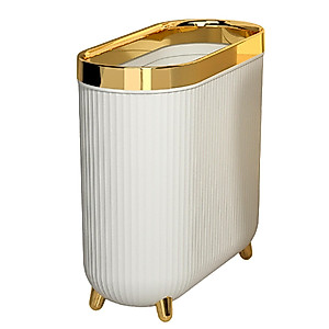 Buhyujkm Slim Toilet Trash Can with Lid | Bathroom Paper Garbage Can | Compact Design Toilet Waste Bin | Slim Trash Can for Bathroom | Toilet Garbage Can with Lid