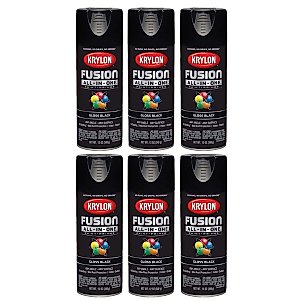 Krylon 6-Pack of 12 oz K02732007 Black Fusion All-In-One Paint & Primer Spray Paint, Satin
