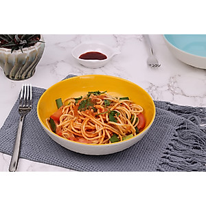 Melamine Pasta Bowls, Bowl Sets, Shallow Salad Bowls (7.5 inch, 6 Pcs, 25oz) Cereal Bowls Dishwasher Safe Lightweight Unbreakable BPA Free Multicolor