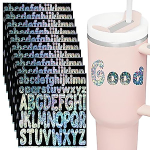 10 Sheets Letter Stickers for Stanley Cups, Vinyl Letter Stickers Alphabet Stickers to Persoanlize Your Cups, Self-Adhesive Glitter Letter Stickers Name Stickers for Water Bottles, Cup Accessories