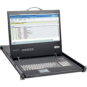 Tripp Lite Rack Console 1URM DVI, VGA for KVM Switch, 19" LCD 1080p Rack-Mount TAA (B021-000-19-HD2), black