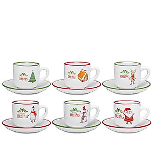 Bruntmor Gift Choice: Espresso Cups And Saucers Set Of 4. Small 4 Ounce Stackable Espresso Cups With Rack. Stacking Espresso Coffee Cup Of 4. Theme, 4 Oz