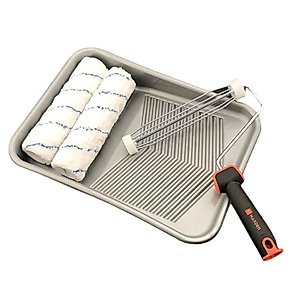 Edward Tools Large 9” Paint Roller Brush Set - Pro Grade Two 9” Roller Brushes and Painting Handle Tool - Large Paint Roller Brush Tray - High Density Roller Naps - for All Paints and Stains -