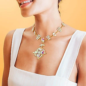 ELABEST Sparkly Rhinestone Necklace Cubic Choker Crystal Choker Trendy Pendant Dainty Wedding Bridal Bridesmaid Jewelry for Women (Silver)