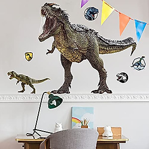 3D Dinosaurs Wall Stickers, Giant Dinosaurs Wall Decals, HOLENGS Peel and Stick Removable Wall Decor for Boys Kids Bedroom Living Room Playroom Wall Decoration