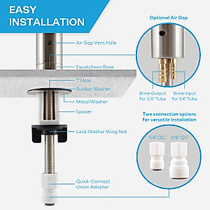 SpiroPure Air Gap RO Faucet, Brushed Nickel/Satin Nickel, Reverse Osmosis Replacement Water Filter Faucet, 3-Line Filtered Faucet, SP-FC210-NK