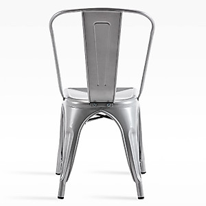 MFD LIVING 18 Inch Metal Dining Chair, Indoor Outdoor Patio Chair with Rustless, Stackable Chair for Restaurant Dining Room Chair Set of 4 (Sliver)