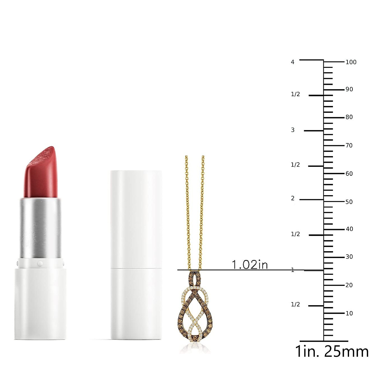 LE VIAN 1/2 Carat Diamond Infinity Knot Pendant Necklace for Women in 14k Yellow Gold (Brown/G-H, VS2-SI1, cttw) on 18 Inch Chain with Lobster Claw Clasp