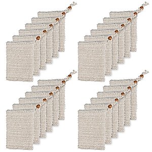 BUYGOO 30 Pack Soap Exfoliating Bag, Natural Soap Saver Hand Made Sisal Mesh Soap Bag Bar Soap Bag with Drawstring for Bath & Shower Use