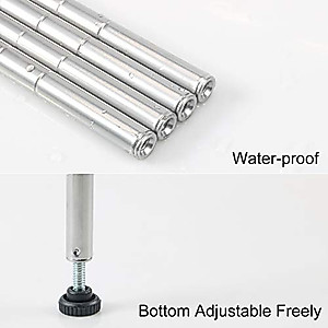 VOONEEN 4 Tier Shelf Shelving Units, Multipurpose Metal Modern Small Storage Rack with 4 Hooks, Stainless Steel Wire Organisation Suitable For Pantry Kitchen Livingroom Bathroom Office, 45*30*90 CM