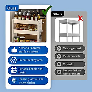 OKZEST Rolling Slim Storage Cart, 3-Tier Narrow Utility Kitchen Cart on Wheels, Metal Narrow Storage Cabinet Organizer Cart for Small Spaces in Laundry Room, Kitchen, Bathroom - 5-Inch Width