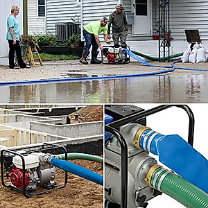 2" x 100ft Blue PVC Backwash Hose for Swimming Pools, Heavy Duty Discharge Hose Reinforced Pool Drain Hose with Aluminum Pin Lug Fittings