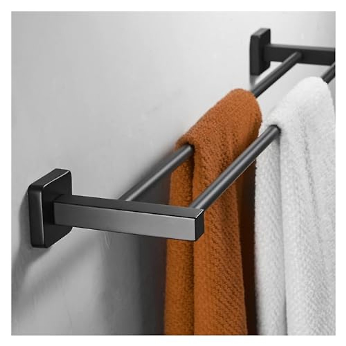 Towel Racks Wall Mounted Towel Rails,Bath Double Towel Storage Rack Towel Bar Space Aluminum Towel Rod for Bathroom or Kitchen, Bathroom Hardware/50Cm (Size : 60Cm)