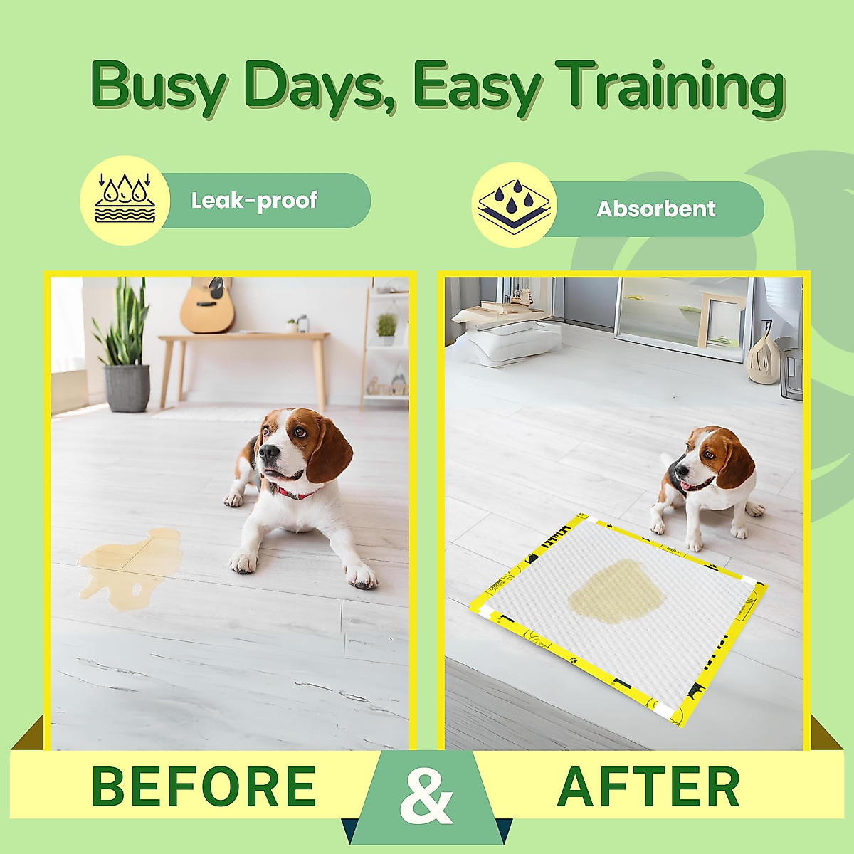 Pet N Pet Pee Pads for Dogs, 50 Counts Puppy Pads, 48% USDA Certified Plant Based Puppy Pee Pads, Unscented Dog Pad, Leak-Proof Training Pads for Dogs, Absorbent Dog Training Pads, Dog Pee Pads