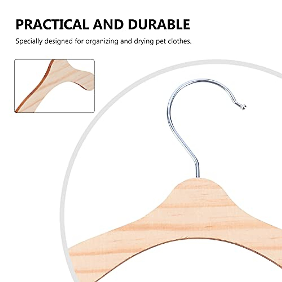 TEHAUX 10pcs Dog Cloth Hangers Pet Wood Racks Home Pet Costume Racks Doll Hangers, Non- Slip Clothes Hangers for Pet (Size S, 14cm)